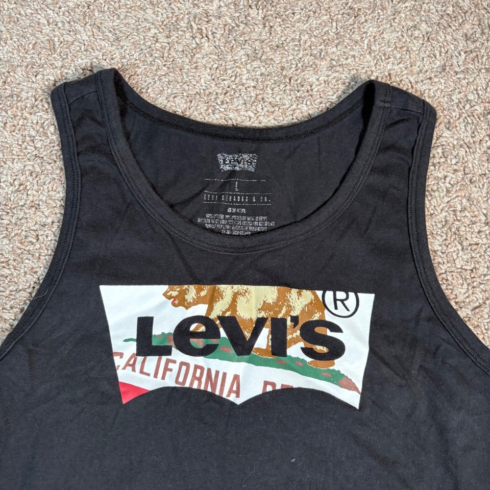 Levi's California Bear Tank Top Sleeveless Graphic Print Black Men's L ...