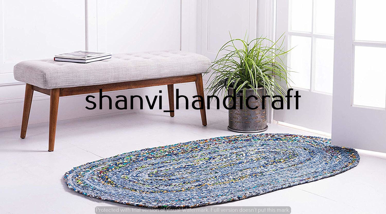 Braided Rug Denim Chindi 3x4 Feet Floor Multi Colour Area Rug Bedroom ...