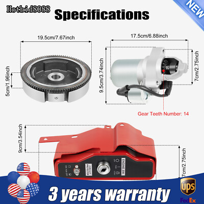 For Honda GX270 9HP ELECTRIC START KIT FLYWHEEL STARTER MOTOR KEY BOX ...