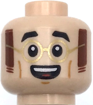 Lego New Light Flesh Minifigure Head Dual Sided Black Eyebrows Gold ...