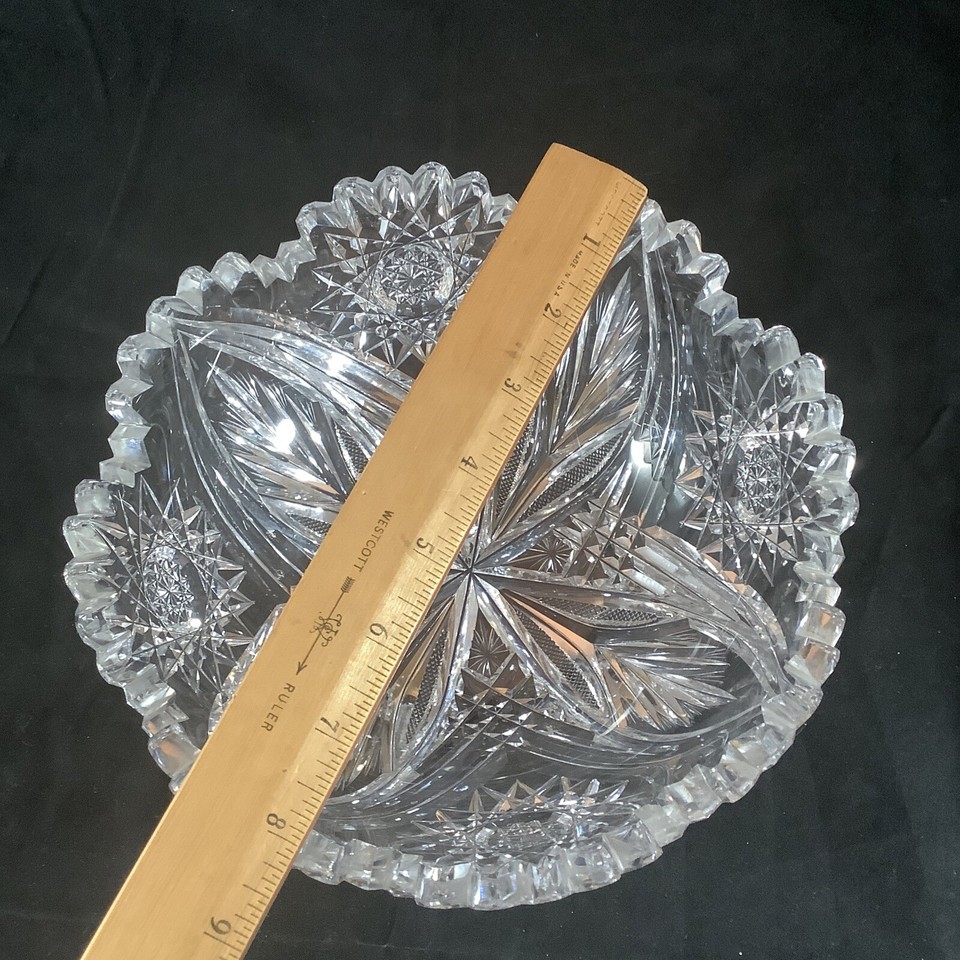Vintage Antique American Brilliant Cut Clear Glass Sawtooth Rim 8.25 ...