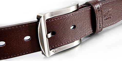 Septwolves Men waist belt genuine cow leather pin lock Buckle brown ...