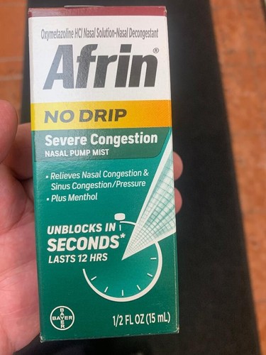 AFRIN SPRAY NO DRIP SEVERE CONGESTION MENTHOL 15 ML (Pack of 3 Bottles ...