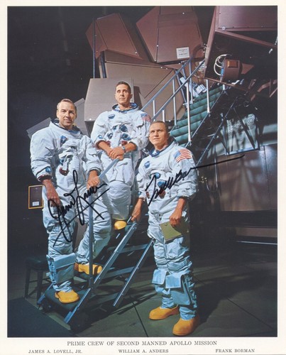 JAMES LOVELL and FRANK BORMAN Autographed Signed Apollo 8 Crew Color ...