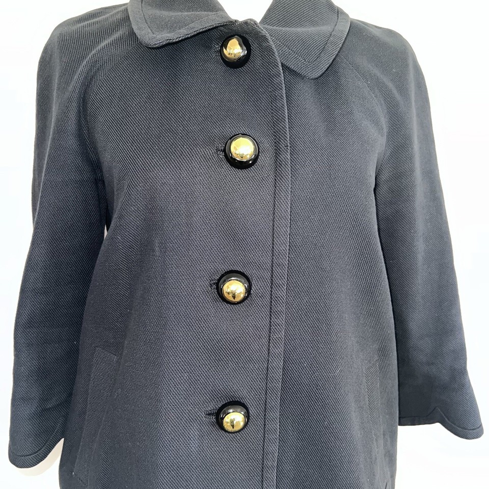 Kate Spade X Florence Broadhurst Scalloped Swing Coat Navy Blue Size 8 ...