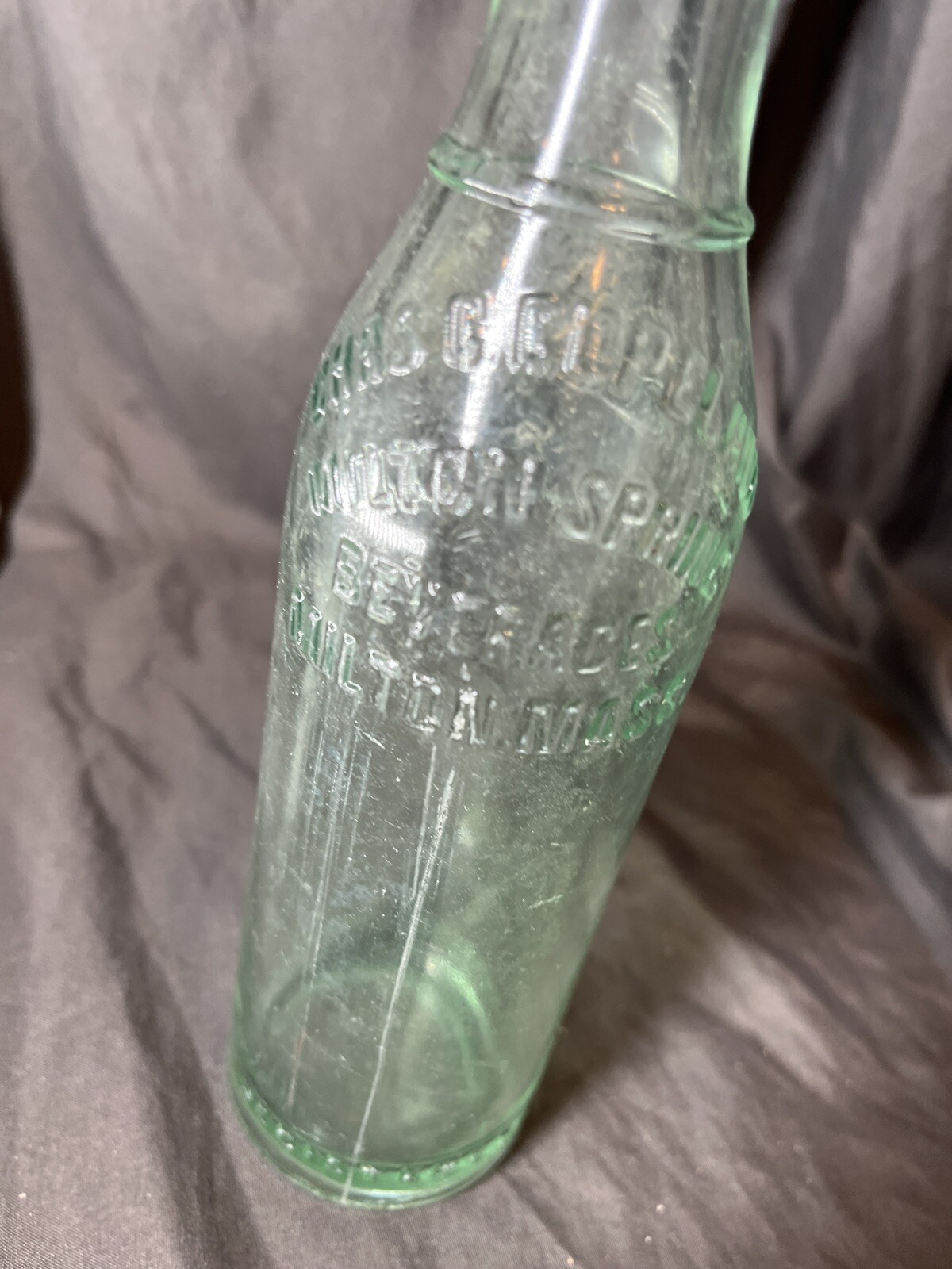 Chas G Copeland Milton Springs Beverages Soda Green Glass Bottle Vtg ...