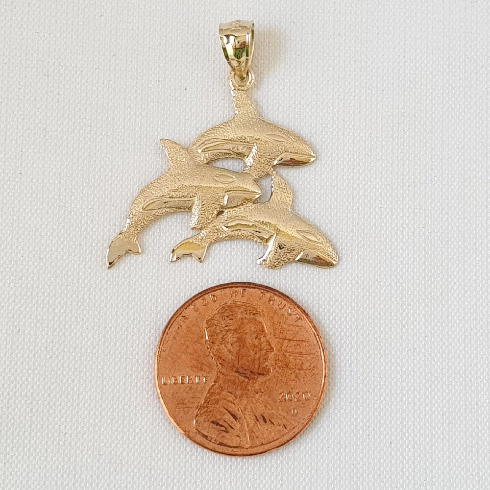 14k Yellow Gold Orca Whale Pendant / Charm, Made in USA | eBay