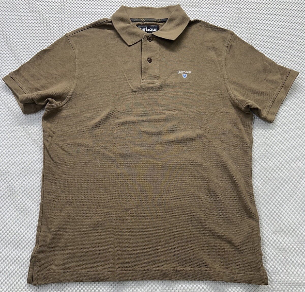 Barbour Mens Beige Golf Polo Shirt Size Medium Short … - Gem