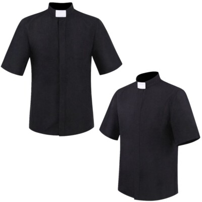 Men's Clergy Shirts Tab Collar Priest Shirt Festival Prom Costume for ...