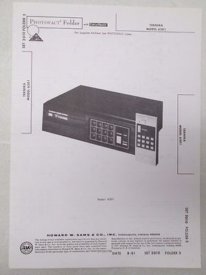 Sams Photofact Folder Radio Parts Manual Teknika 6301 Television Remote ...