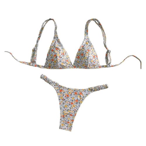 Floral Bikini Summer Swimwear 18% Spandex Fabric 82% Polyester Material ...