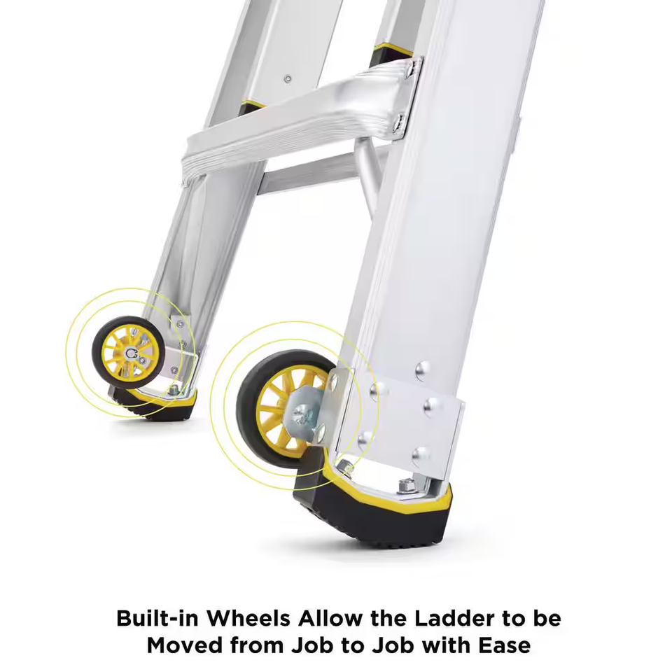 26 Ft. Reach MPXW Aluminum Multi-Position Ladder with Wheels, 375 Lb ...