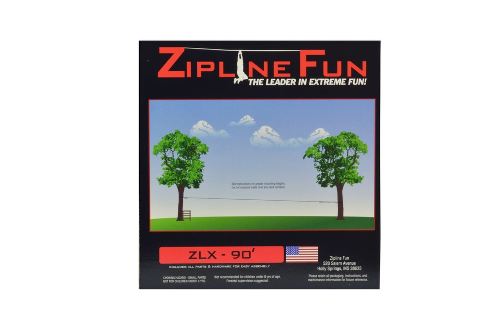 ZLX ZIPLINE FUN EXTREME Ride Zip Line Adult Fun 90' Playground Playset ...