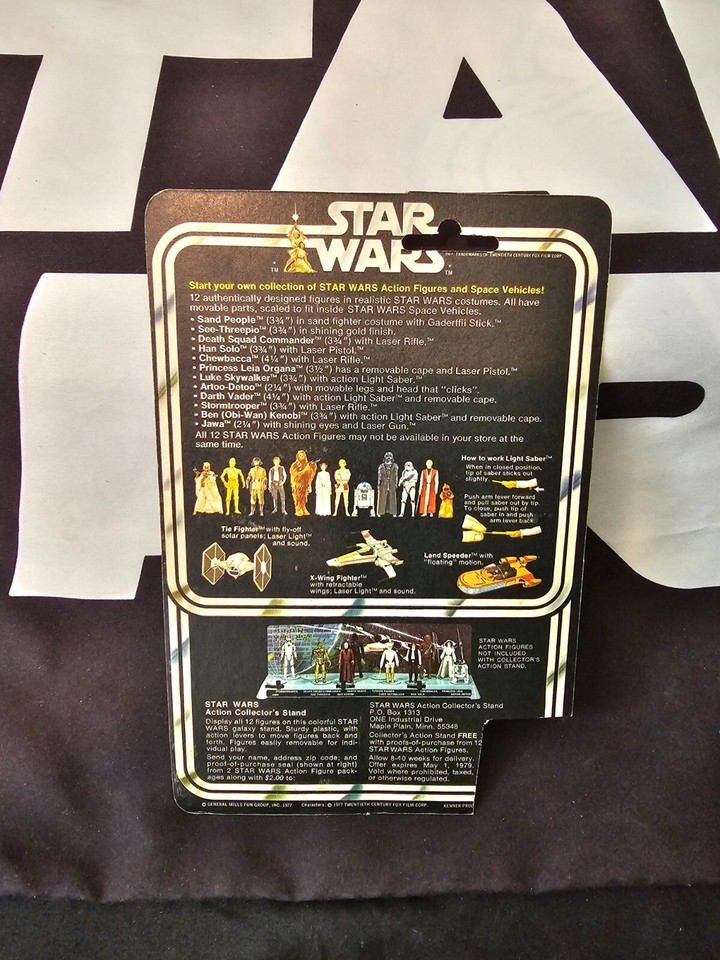 1977 Luke Skywalker Farmboy 12 Back STAR WARS Kenner Vintage Card Back ...