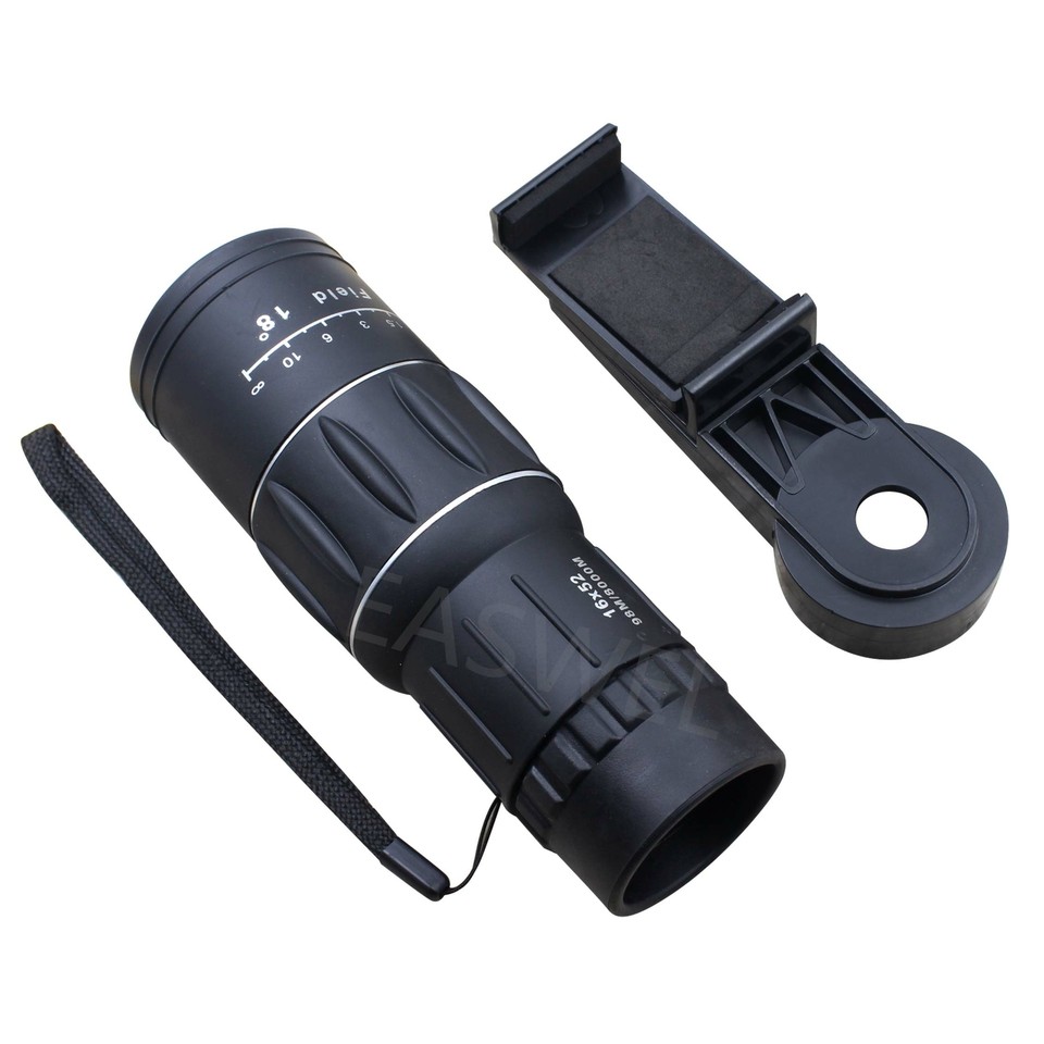 16X52 Zoom Optical HD Lens Monocular Telescope+ Tripod+ Clip for Smart ...