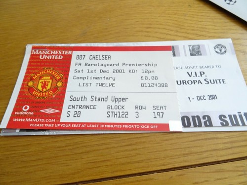 Ticket - Man Utd v Chelsea inc VIP Suite Premier League Dec 1st 2001 | eBay