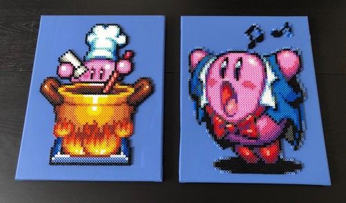 PERLER Nintendo's Kirby (Chef, Conductor) Handmade Pixel Art on Canvas ...