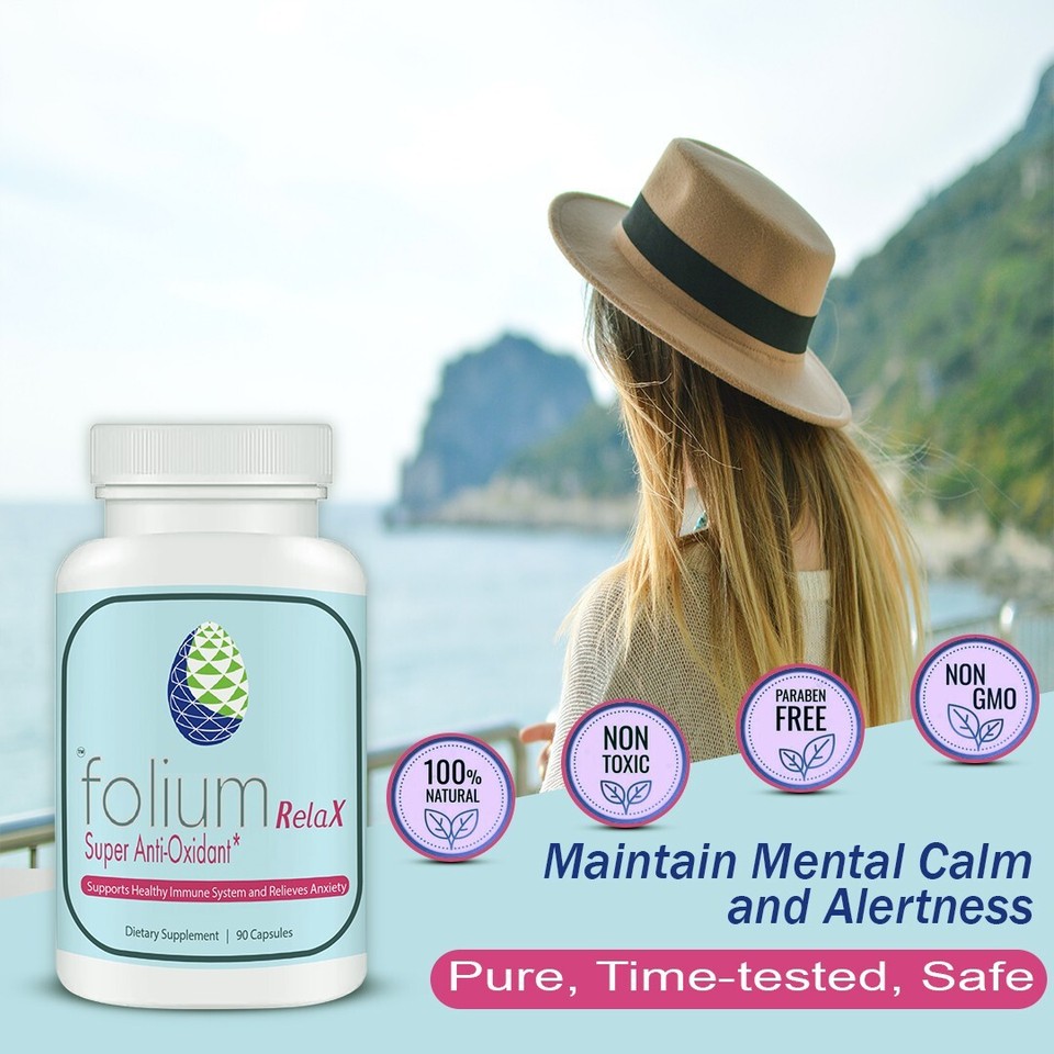 Folium Relax Stress Relief Supplement – All-Natural Mood Support-90 ...