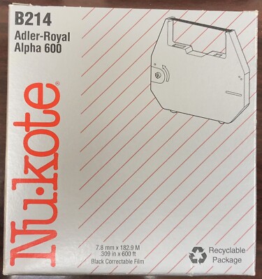 Typewriter Ribbon Adler Royal Nukote Alpha 600 Reorder Number B214 ...