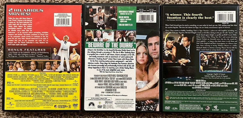 Lot of 4 Chevy Chase DVDs - Fletch, Fletch Lives, Foul Play, Vegas ...