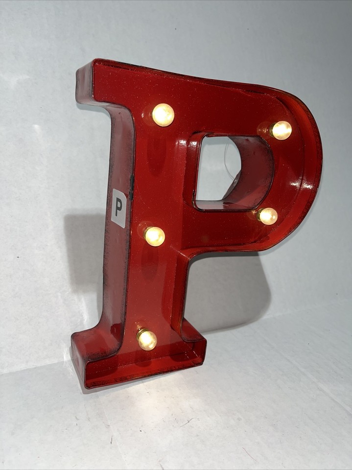 Marquee Light Up Metal Letter P Wall Hanging Decoration 9" Red Studio ...