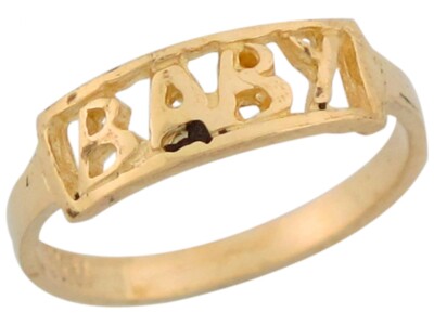 10k or 14k Yellow Gold Petite Baby Celebration Modern Baby Ring | eBay