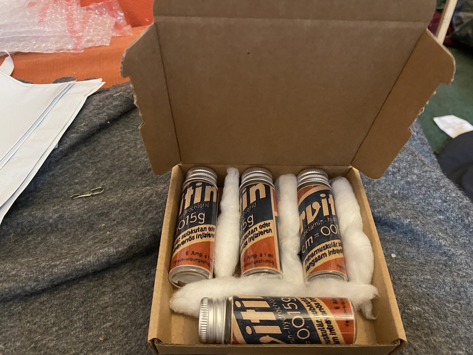 4 Reproduction Pervitin Panzer Chocolate Bottle Pill Pot German ...