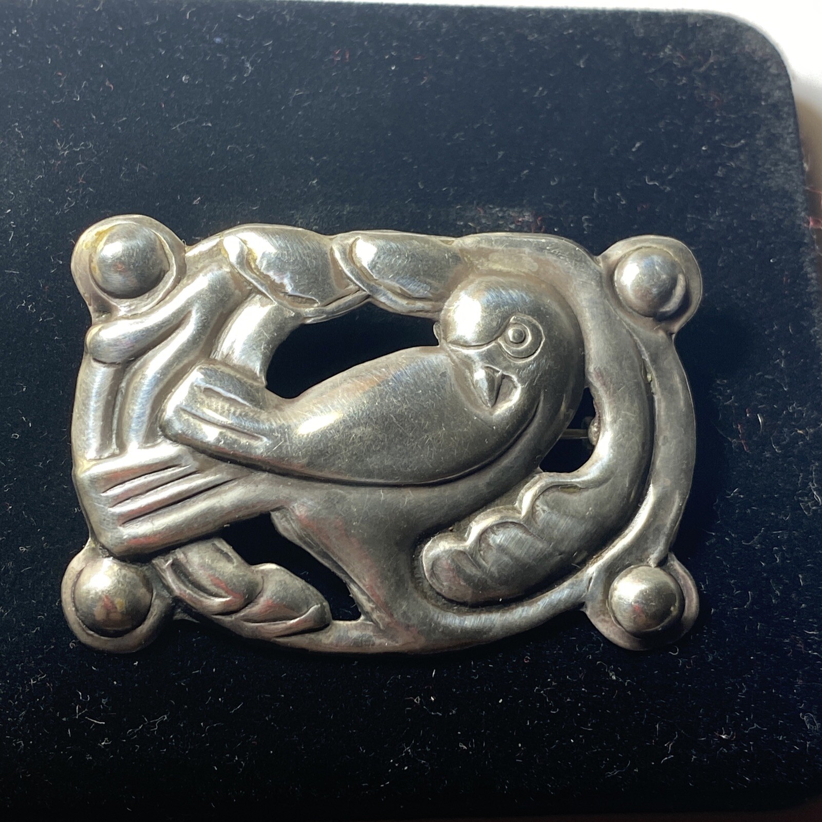 Brooch pin big sterling art deco bird 2.25” Vintage … - Gem