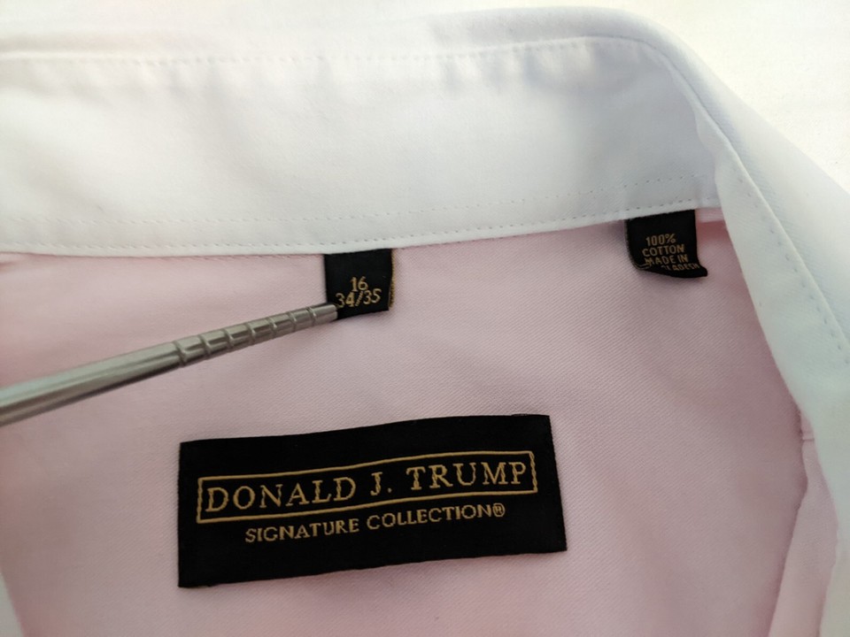 Donald J Trump Signature Collection Dress Shirt 16 Blue Purple Pink ...