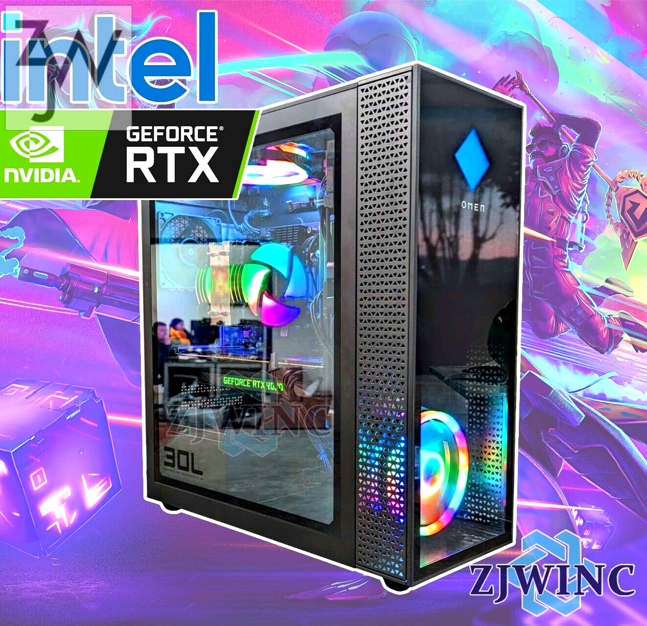 Gaming PC i7 3.4GHz RX550 512GB SSD 1TB HDD 32GB RAM WIFI 6 BT5.4 ...