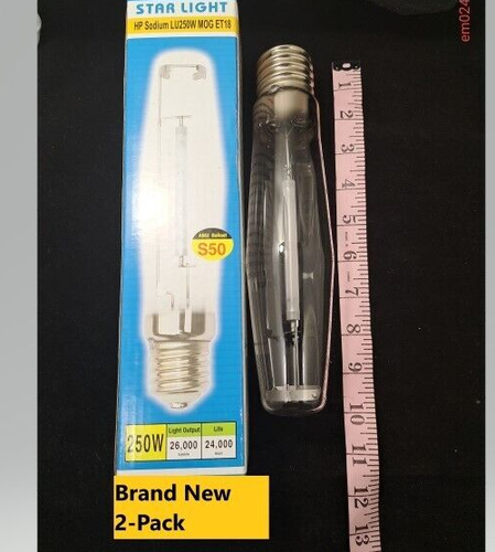 New 2-PK Star Light HIGH PRESSURE SODIUM LAMP BULB LU250/MOG/ET18 26K ...