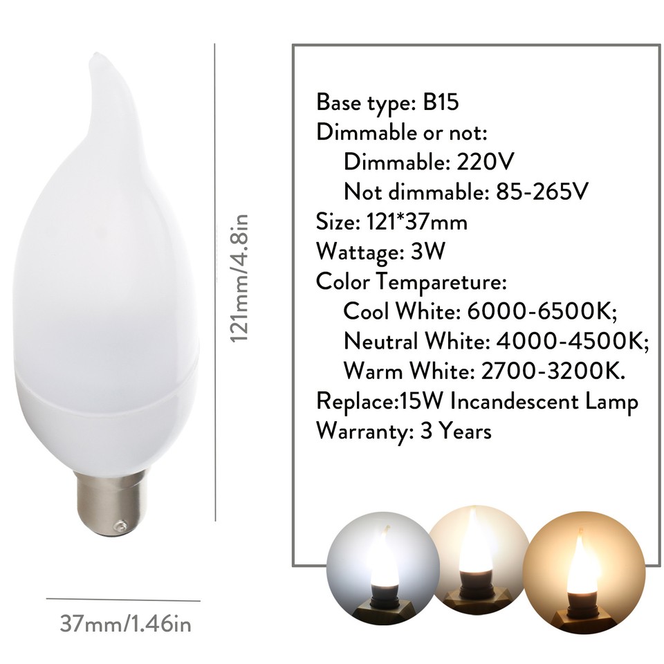 E12 E26 E27 B22 E14 B15 LED Bulb Chandelier Flame Candle Light Watt Equivalent | eBay