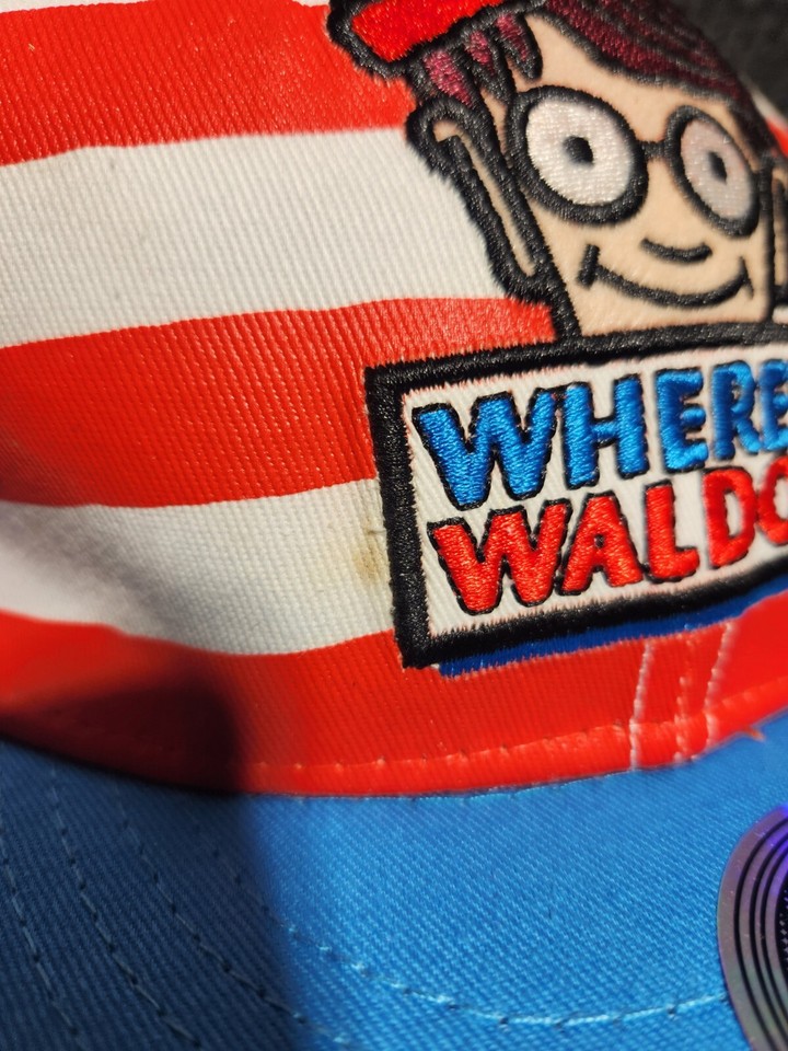 Where's Waldo Wally Book Striped Flat Bill Cartoon Snapback Adjustable ...