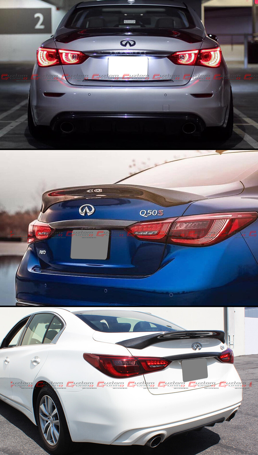 FOR 2014-2024 INFINITI Q50 HIGHKICK CARBON FIBER DUCKBILL TRUNK LID ...