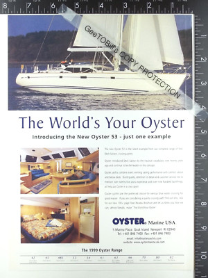 1999 ADVERTISING AD for Oyster 53 Sailing sail Deck Saloon boat Yacht ...