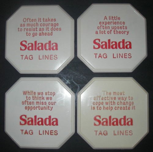 4 Salada Tea Tag Lines Tagline Vintage Advertising Bag Coaster Red ...