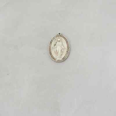 Vintage Sterling Silver Mother Mary Large Scapular Medal Token Madonna ...