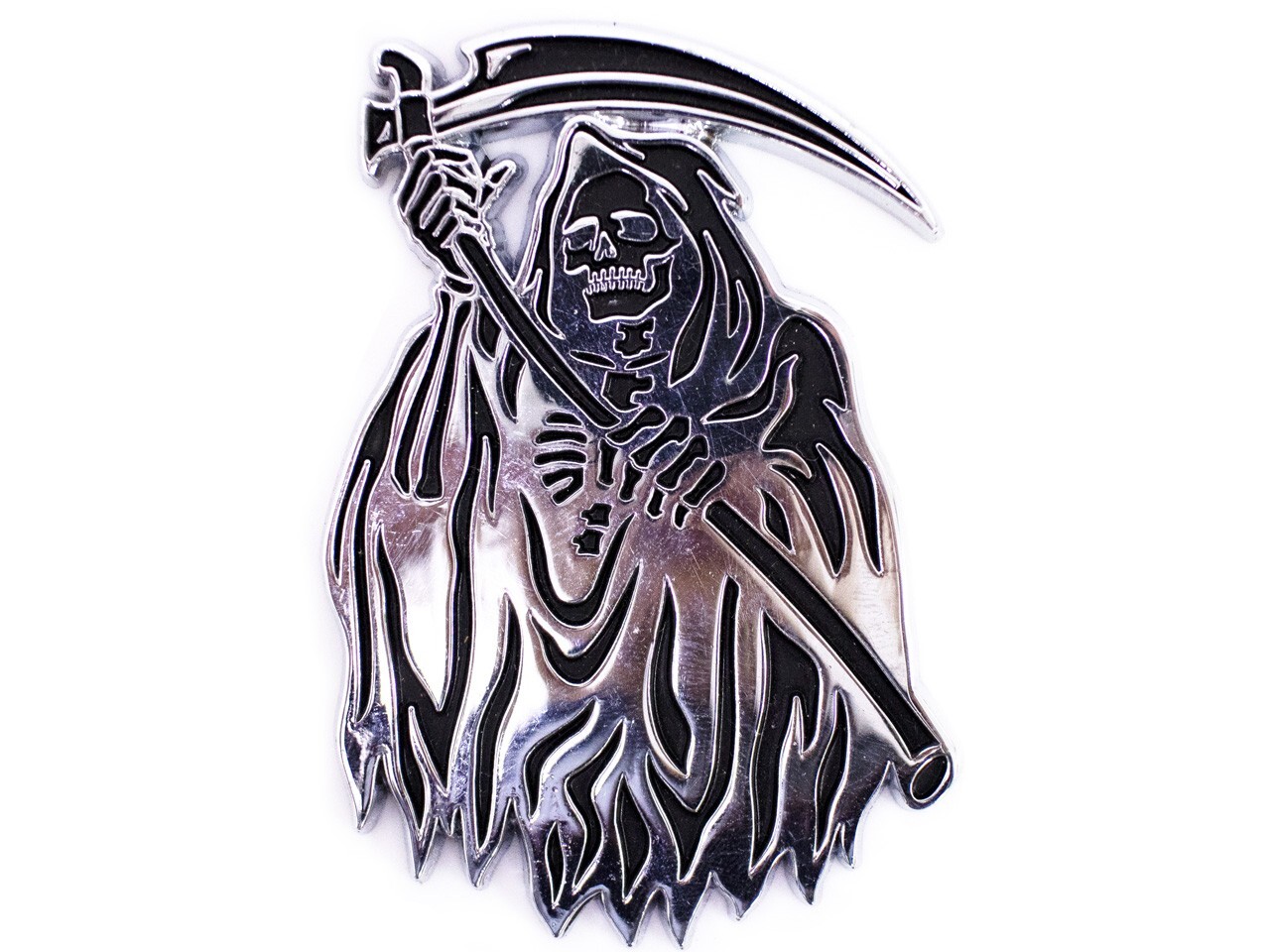 3D Grim Reaper Chrome Skull Badge Auto Emblem Flat Surface Metal Car ...