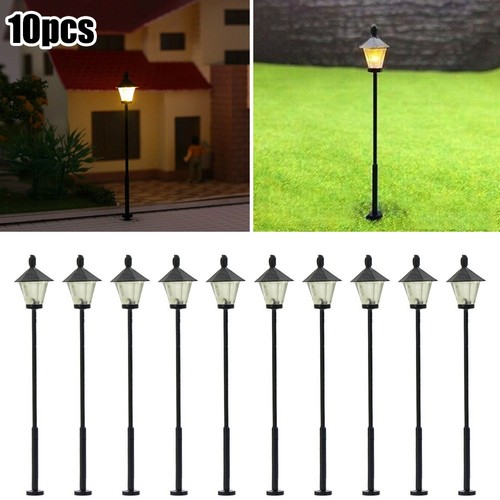 10 Pcs/Set LED Street Lamps Railway Lamp Posts Train Lamps Model ...