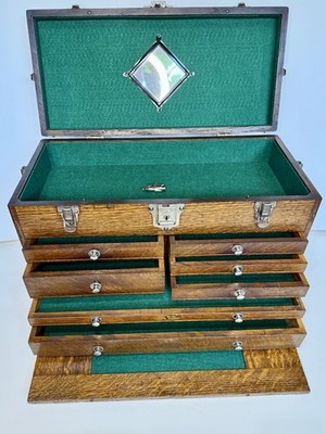 Antique GERSTNER & SONS Machinist Cabinet 7 Drawer Tool Box Chest & Key ...