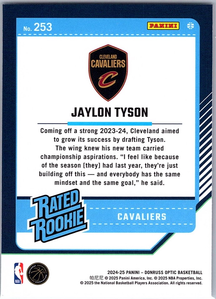 2024-25 Donruss Optic #253 Jaylon Tyson RC | eBay