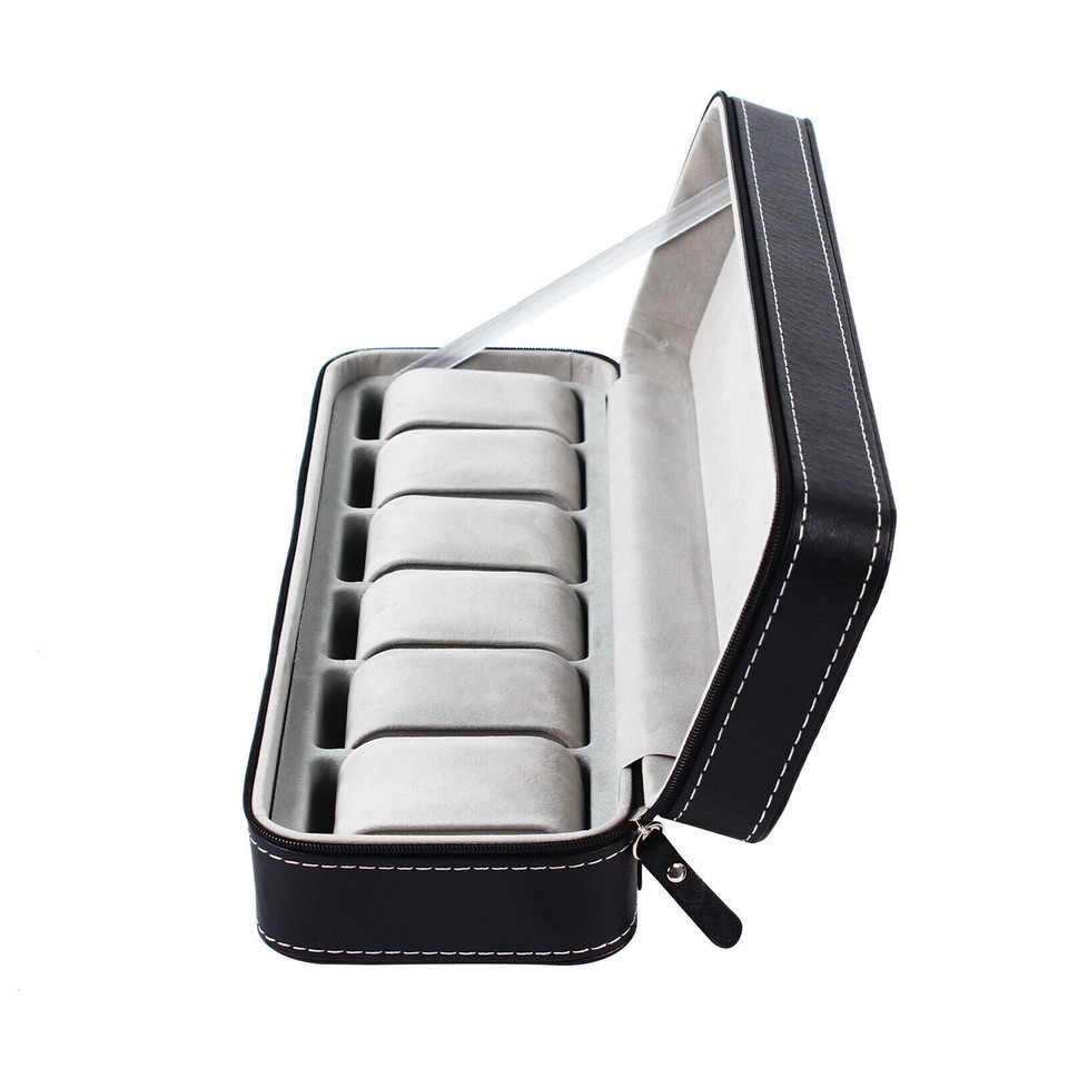 6/10/12 Slots Watch Box Jewelry Display Storage Zipper Case Organizer ...