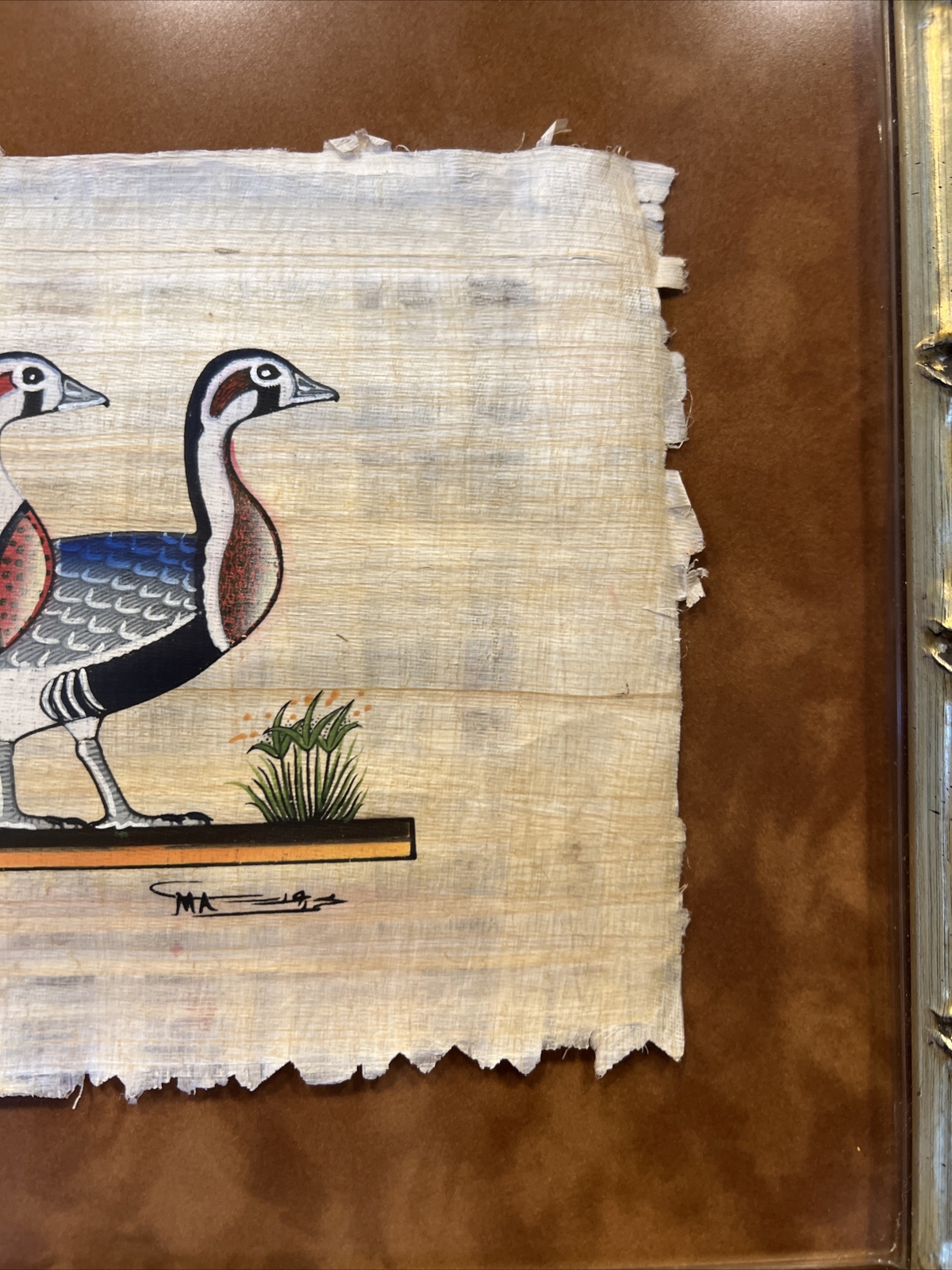 Vtg Delta Papyrus Factory Egypt Painting Geese Signed Birds Framed ...
