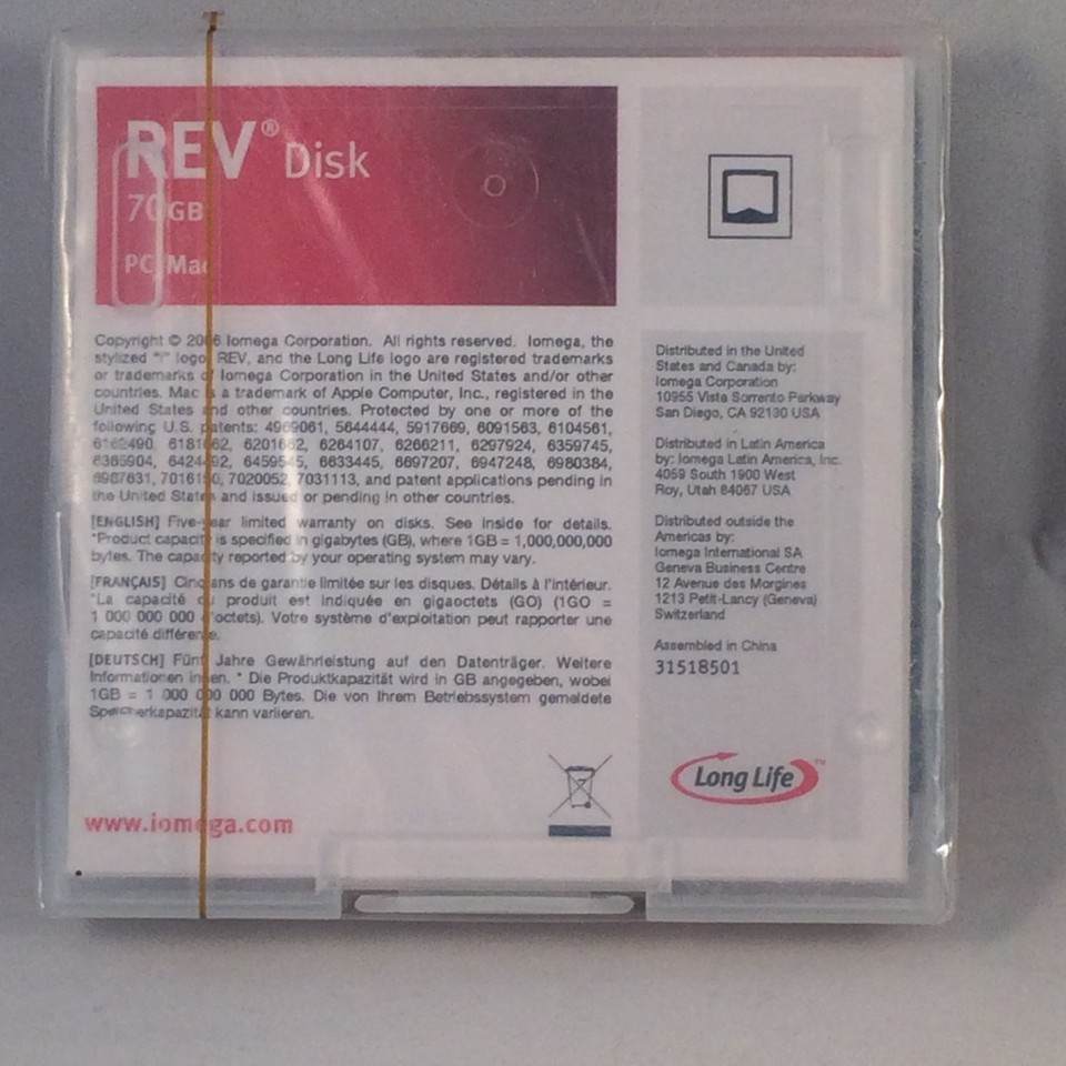Iomega 70 GB REV Disk For PC MAC 31159703 New Sealed | eBay