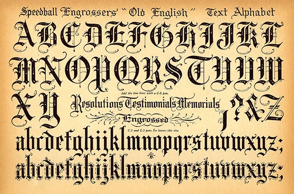 Old English Script Alphabet