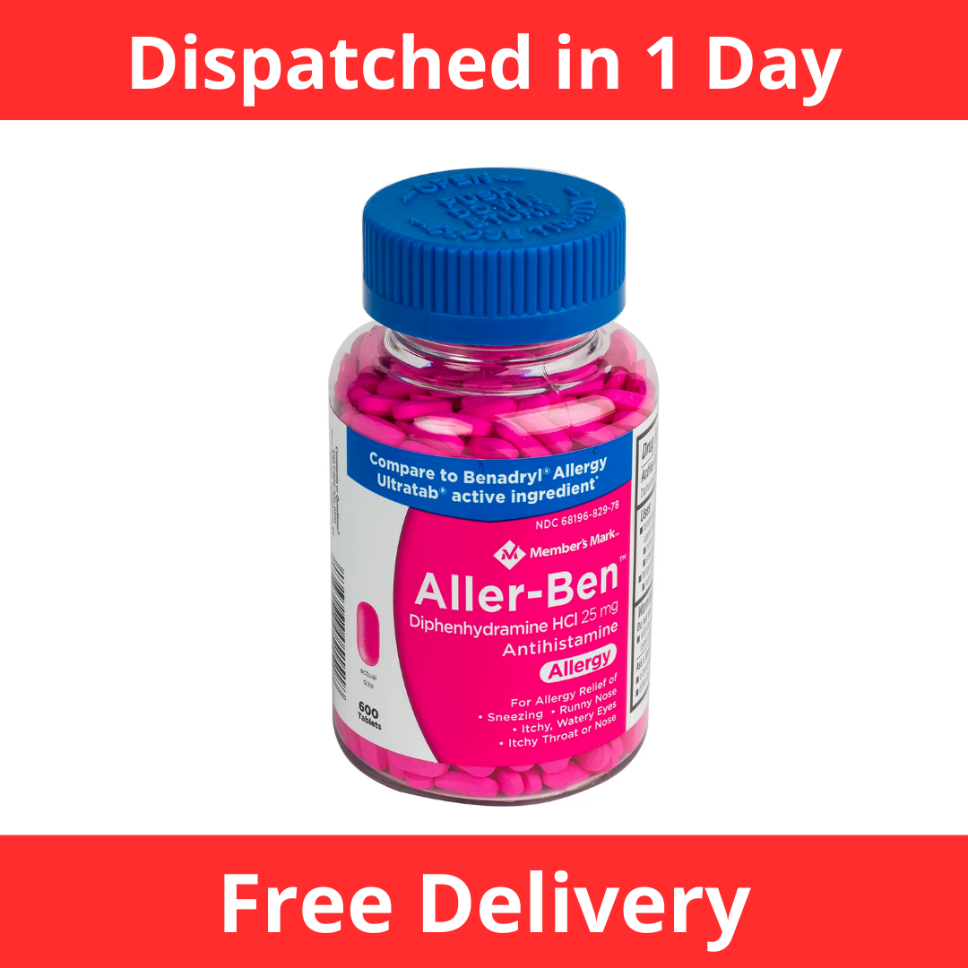 Member’s Mark Aller-Ben Allergy Medication 600 Tablets 25mg ~ Compare 2 ...