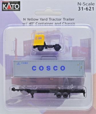 Kato 31-621 Yellow Intermodal Yard Tractor W/ 40ft Cosco Container ...