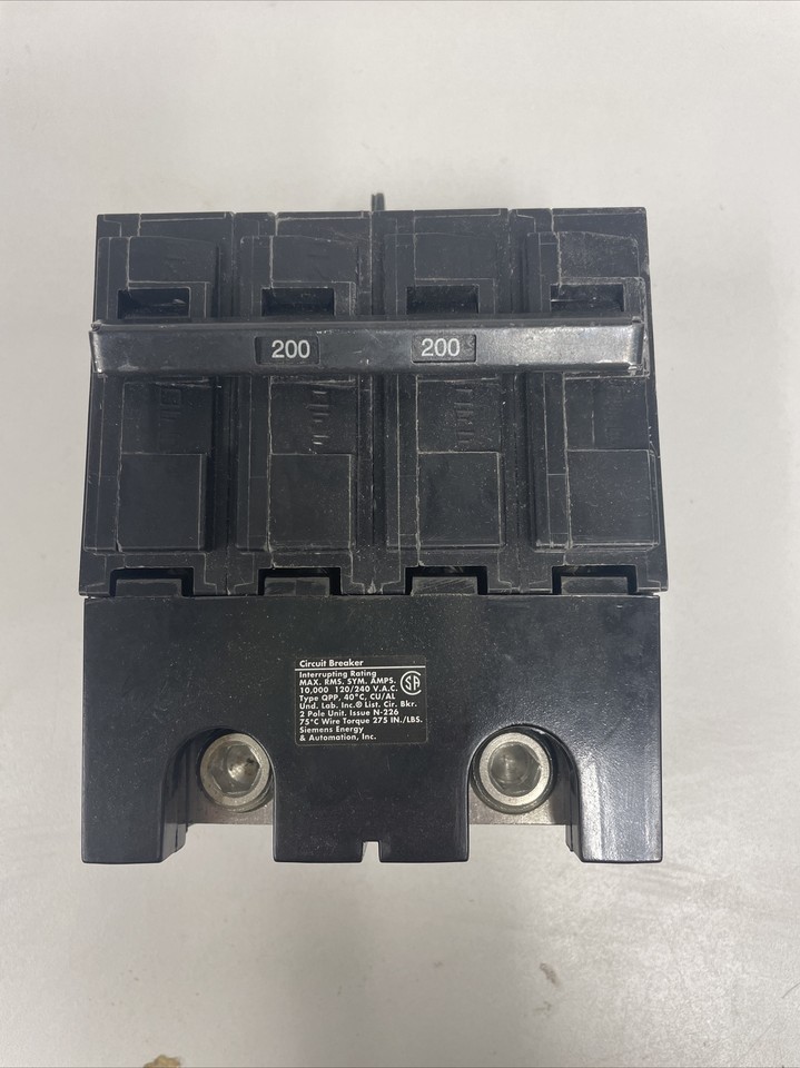 Siemens Q2200B - 200Amp, 2Pole, 240V Circuit Breaker | eBay