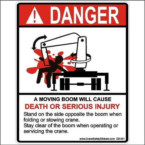 Crane Safety Sticker Crush Hazard Moving Boom Decal for Crane and ...