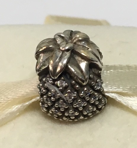 Authentic PANDORA S925 Sparkling Pineapple Charm 791293CZ W Suede Pouch ...